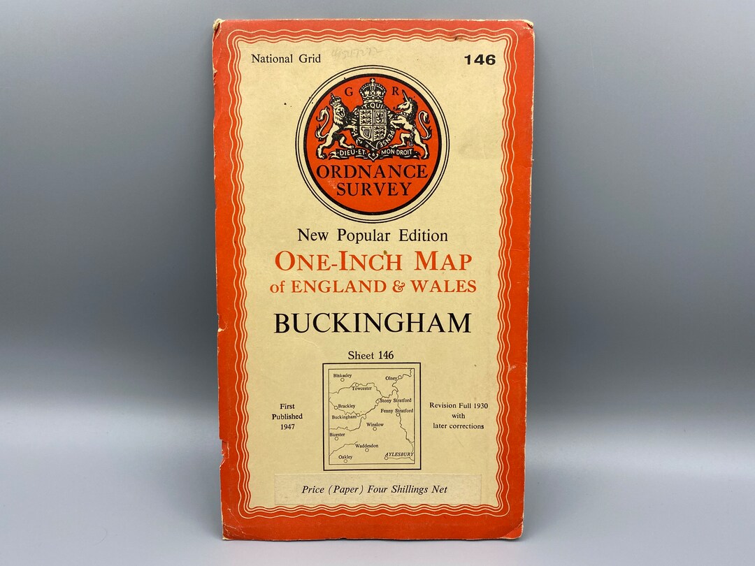 Ordnance Survey, One Inch Map of England and Wales, Buckingham 1947 - Etsy