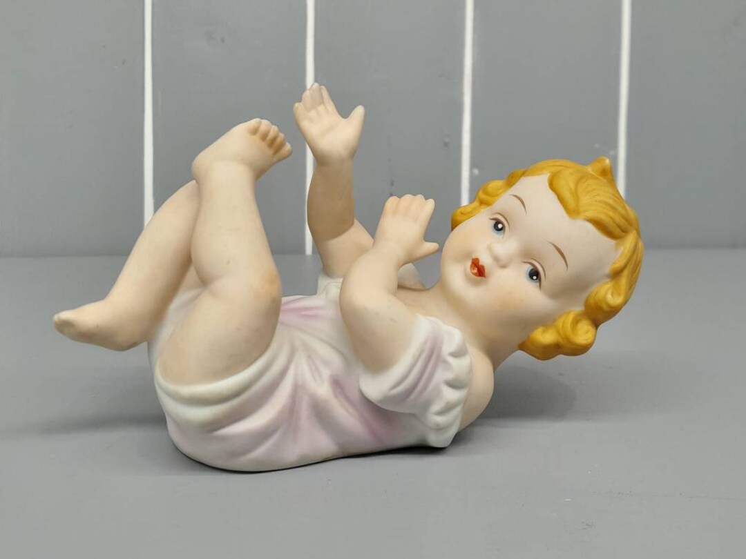 Bisque Porcelain Piano Baby Figurine 15cm Long Porcelain Baby Girl - Etsy
