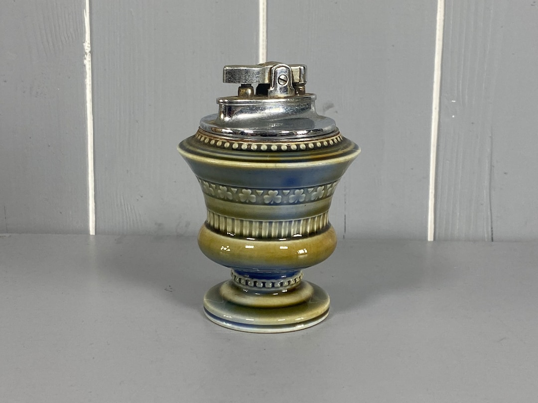 Rare Wade Irish Shamrock Porcelain Table Lighter, Silver Top Ornate ...