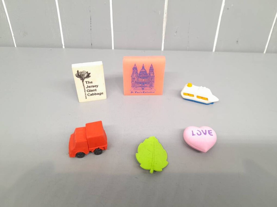 Collection of 6 Vintage Retro Novelty Erasers / Rubbers 80's - 90's - Etsy