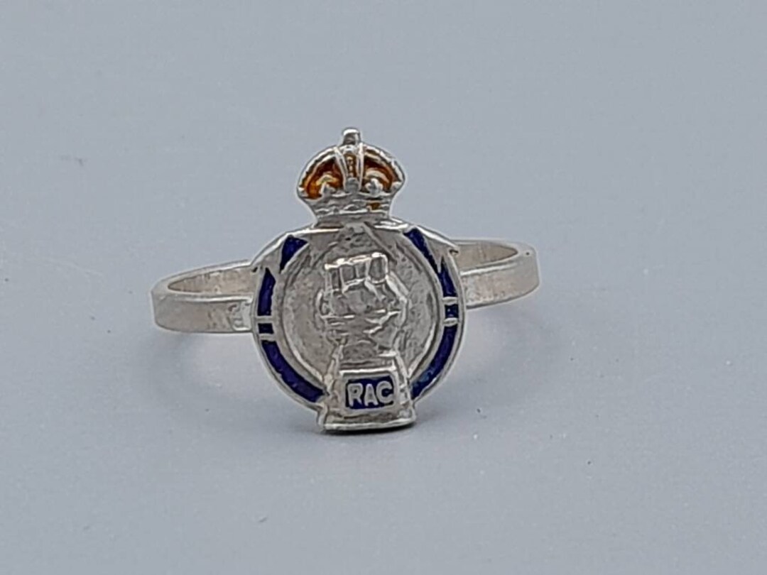 Solid Silver Royal Armoured Corps Sweetheart Ring UK Size N Sterling ...