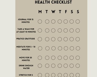 Weekly Mental Health Checklist - Etsy