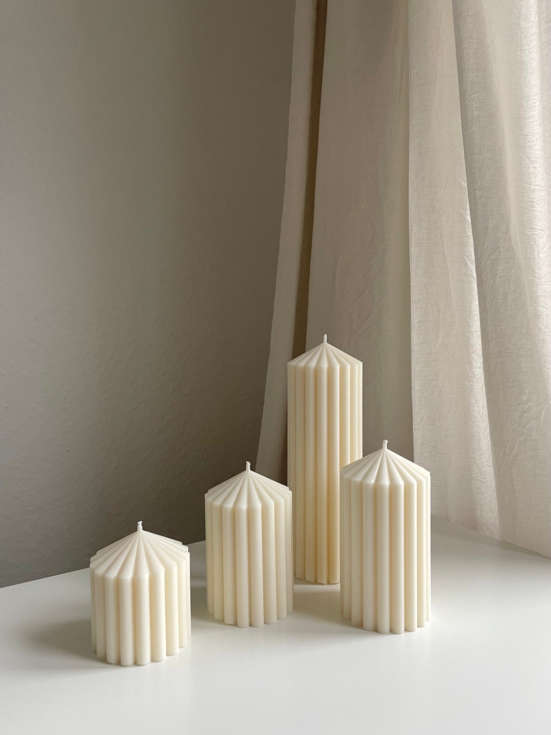 Fluted Pillar Candle Candles Made of Rapeseed Wax Pillar Candle Block ...