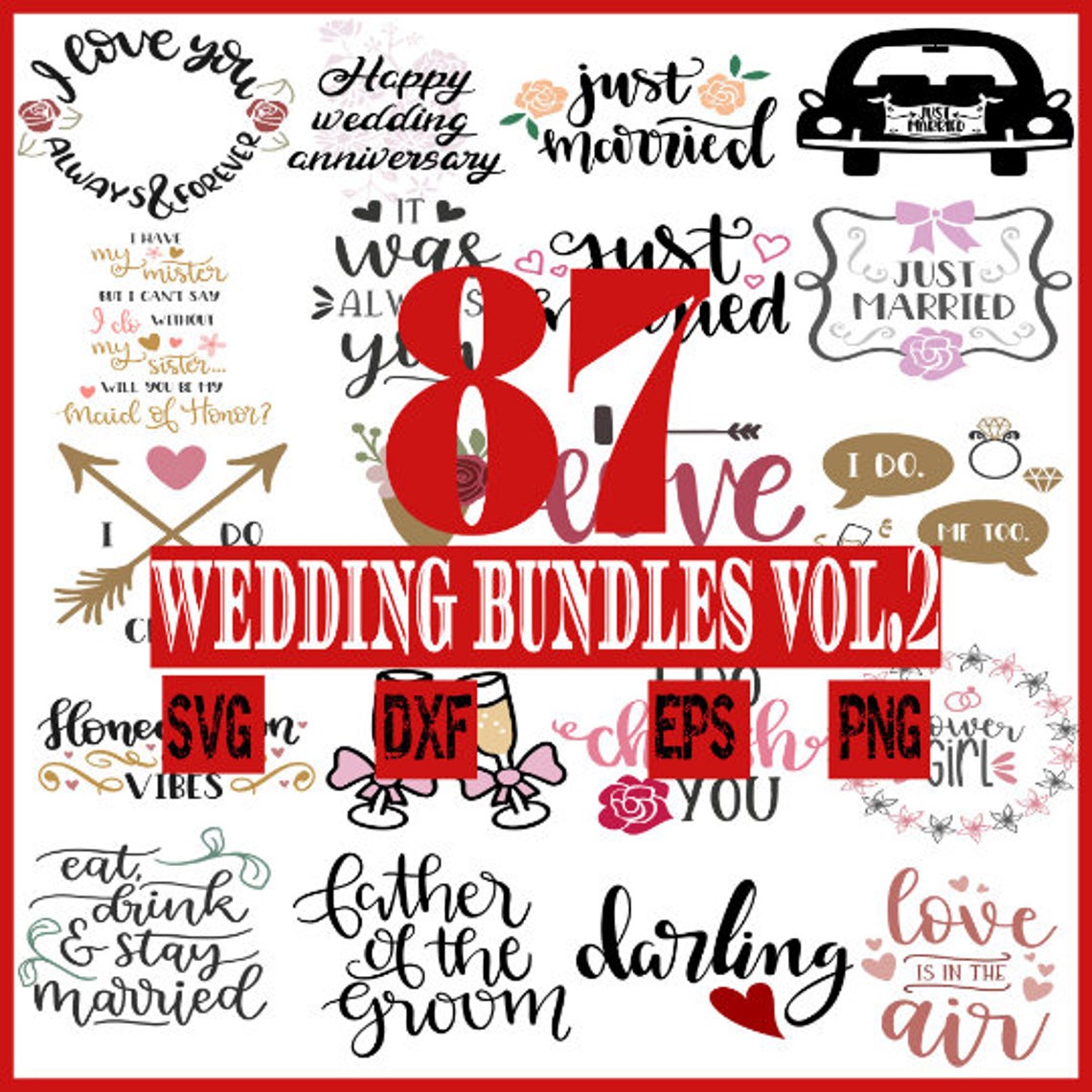 Wedding SVG Bundle Bride Svg Groom Svg Bridal Party Svg - Etsy