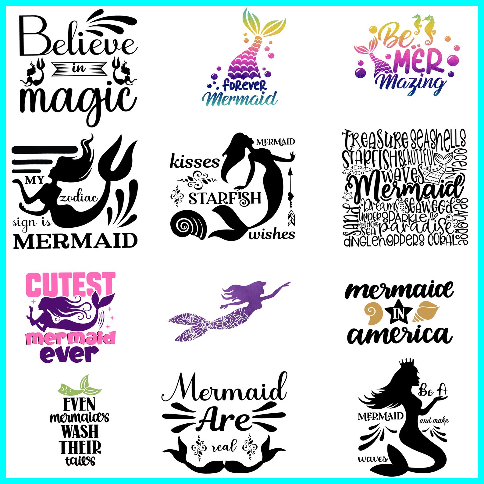 Mermaid SVG Bundle Mermaid Monogram Svg Cute Mermaid - Etsy