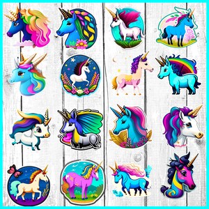 Cute Unicorn Digital Sticker Bundle Png Svg Jpg , Unicorn Printable ...