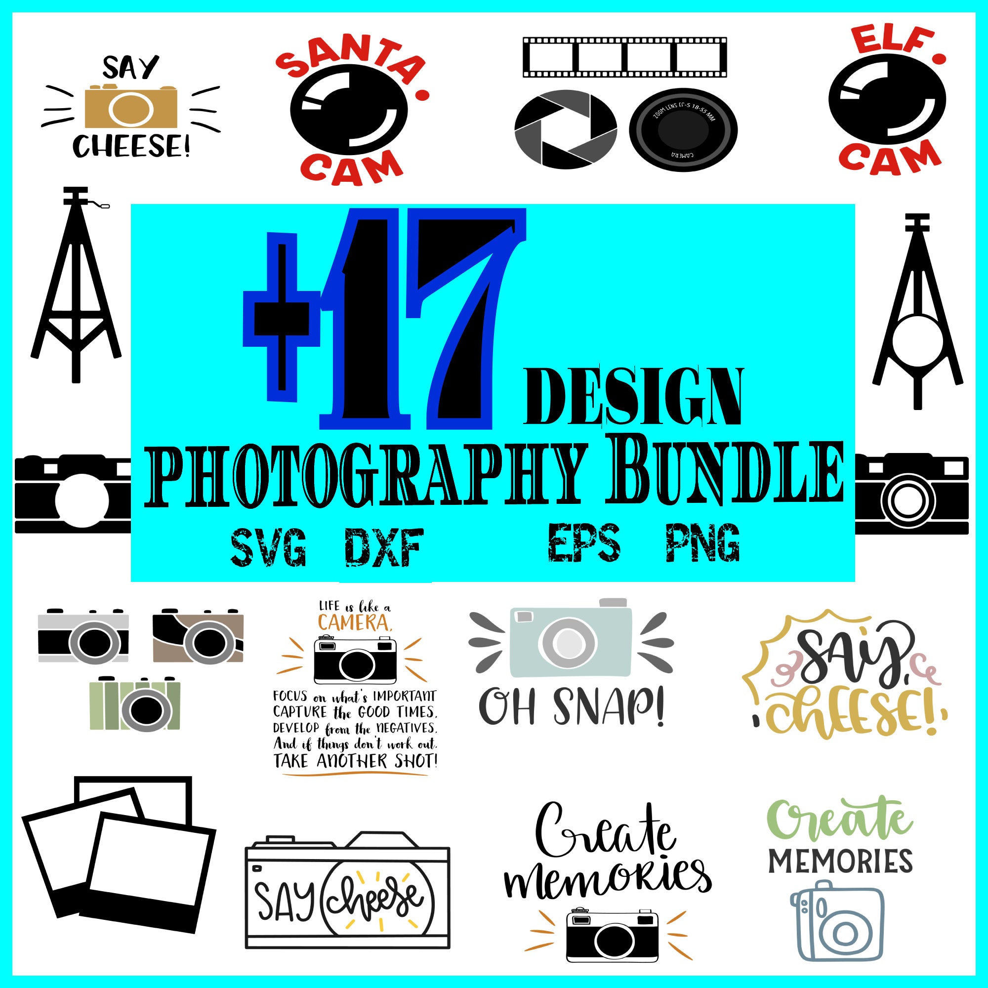 Photography SVG Bundle Camera Cut File Photographer Saying - Etsy