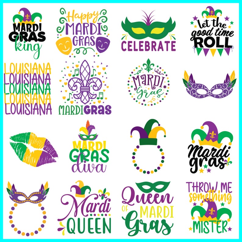 Mardi Gras SVG Bundle, Mardi Gras Clipart, Carnival Mask Silhouette ...