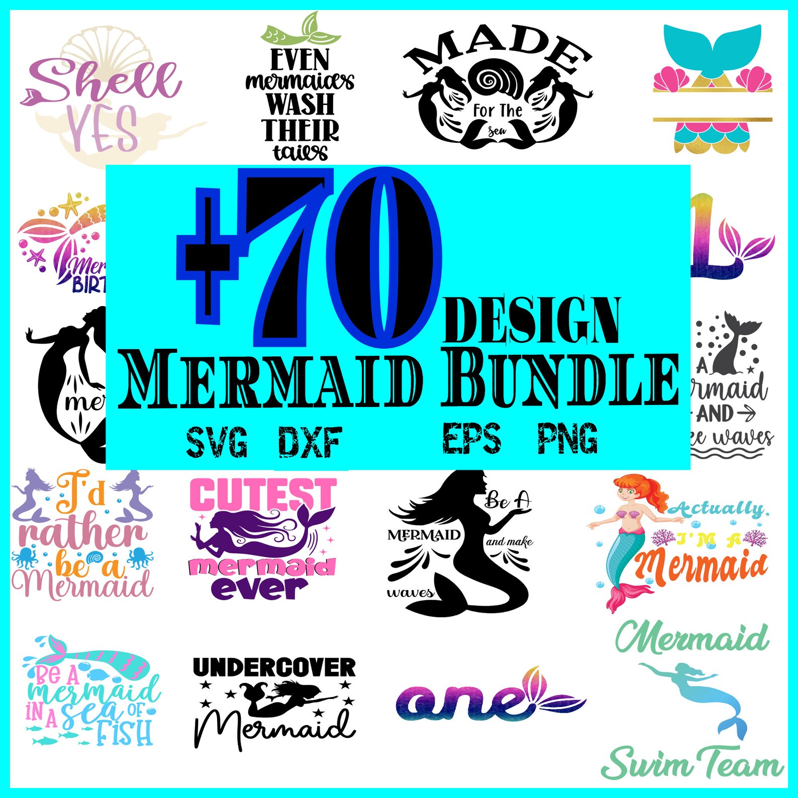 Mermaid SVG Bundle Mermaid Monogram Svg Cute Mermaid - Etsy