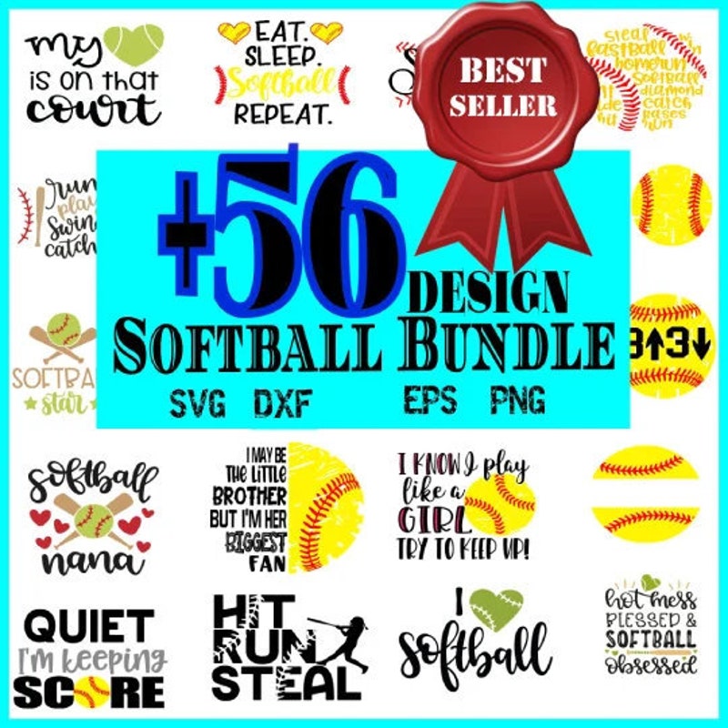 Softball Cut File - Etsy
