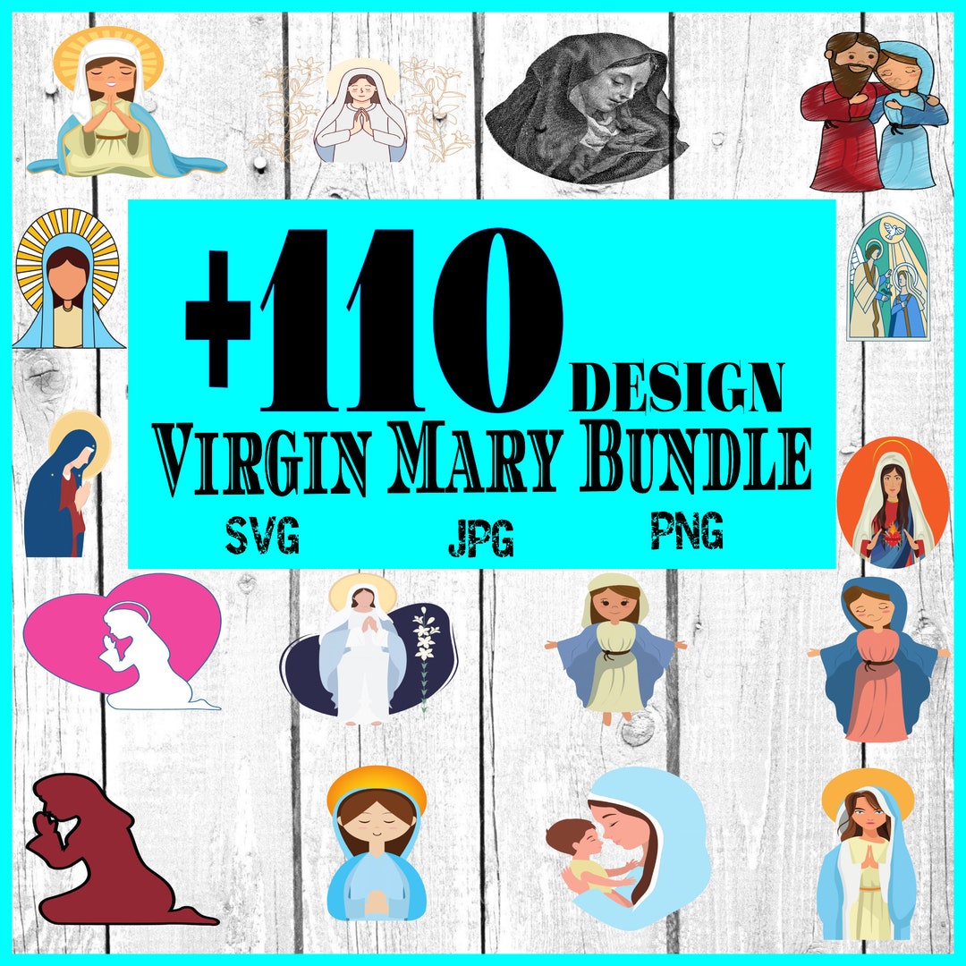 Virgin Mary SVG Bundle, Virgin Mary Silhouette Svg, Virgin Mary Png ...