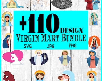 Virgin Mary SVG Bundle, Virgin Mary Silhouette Svg, Virgin Mary Png ...