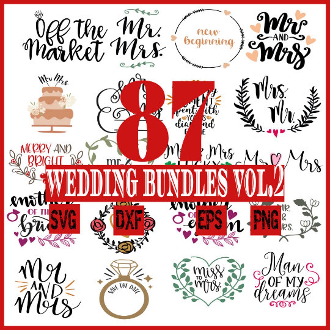Wedding SVG Bundle Bride Svg Groom Svg Bridal Party Svg - Etsy