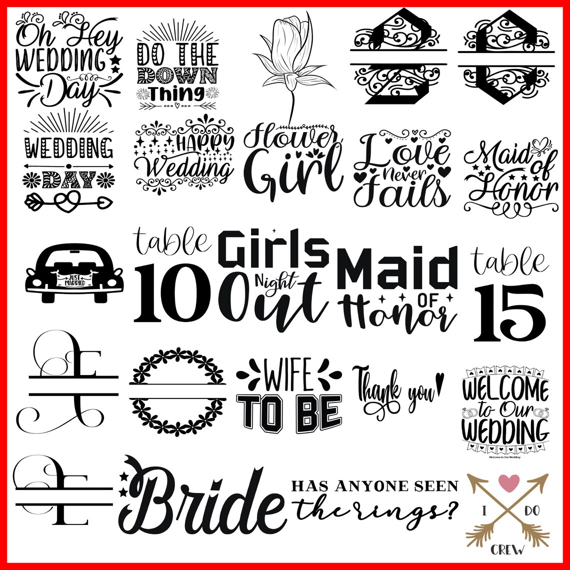 Wedding Bundle Svg Bride and Groom Svg Wedding Svg Files for - Etsy