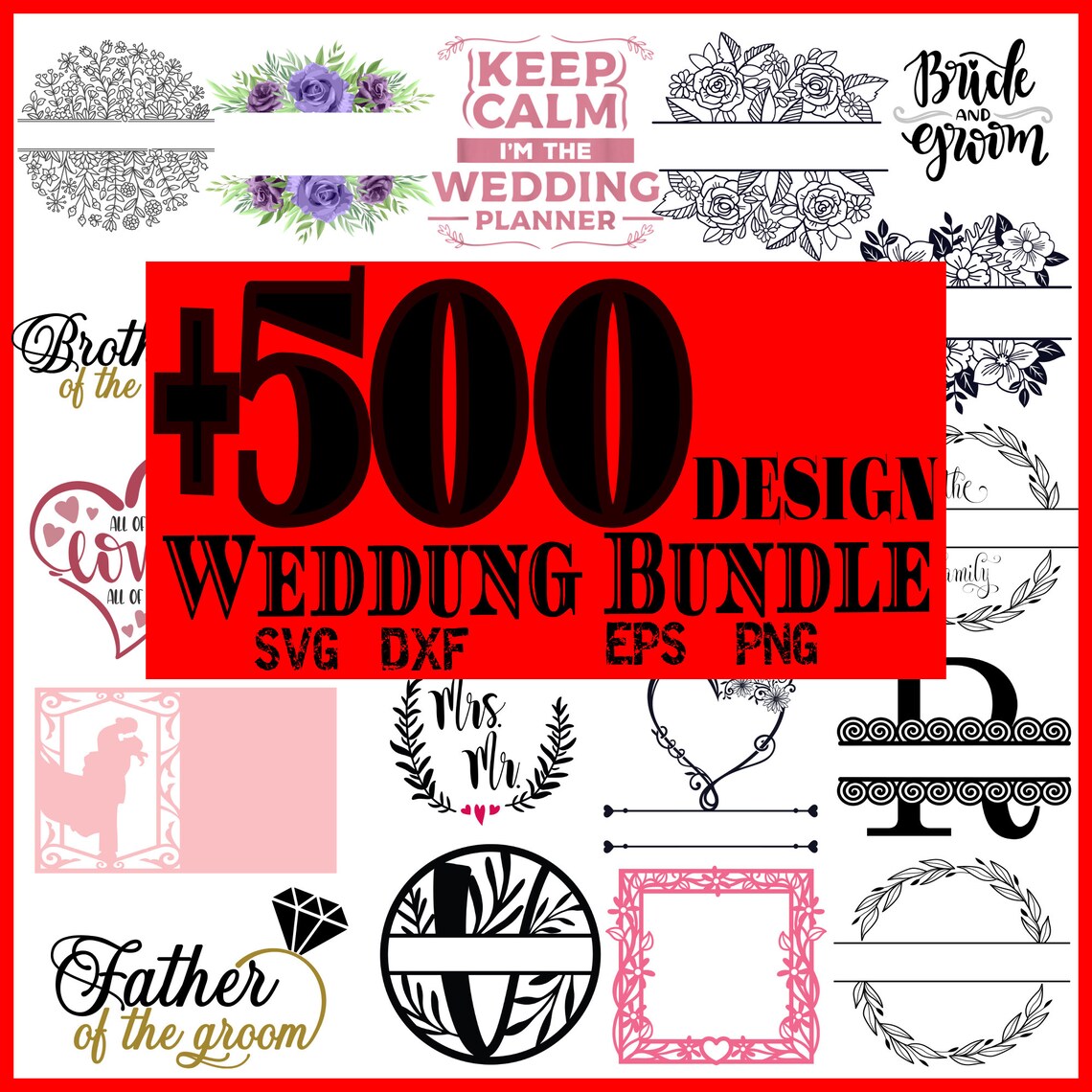 Wedding Bundle Svg Bride and Groom Svg Wedding Svg Files for - Etsy