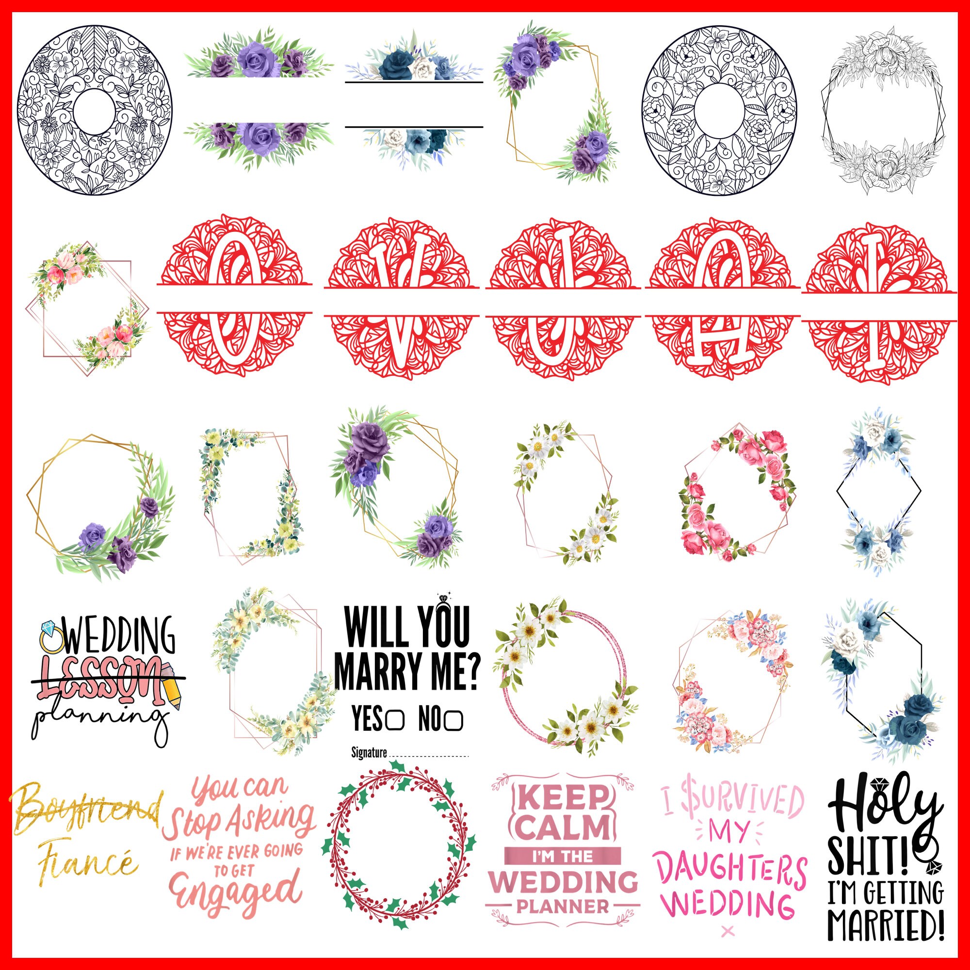 Wedding Bundle Svg Bride and Groom Svg Wedding Svg Files for - Etsy