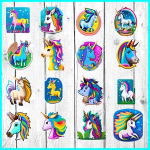 Cute Unicorn Digital Sticker Bundle Png Svg Jpg , Unicorn Printable ...
