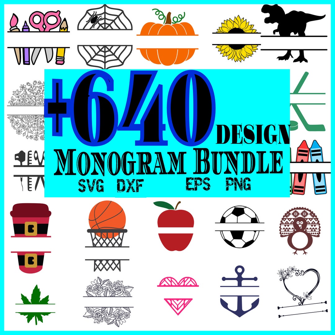 Monogram Svg Bundle Floral Monogram Svg Split Monogram Svg Monogram