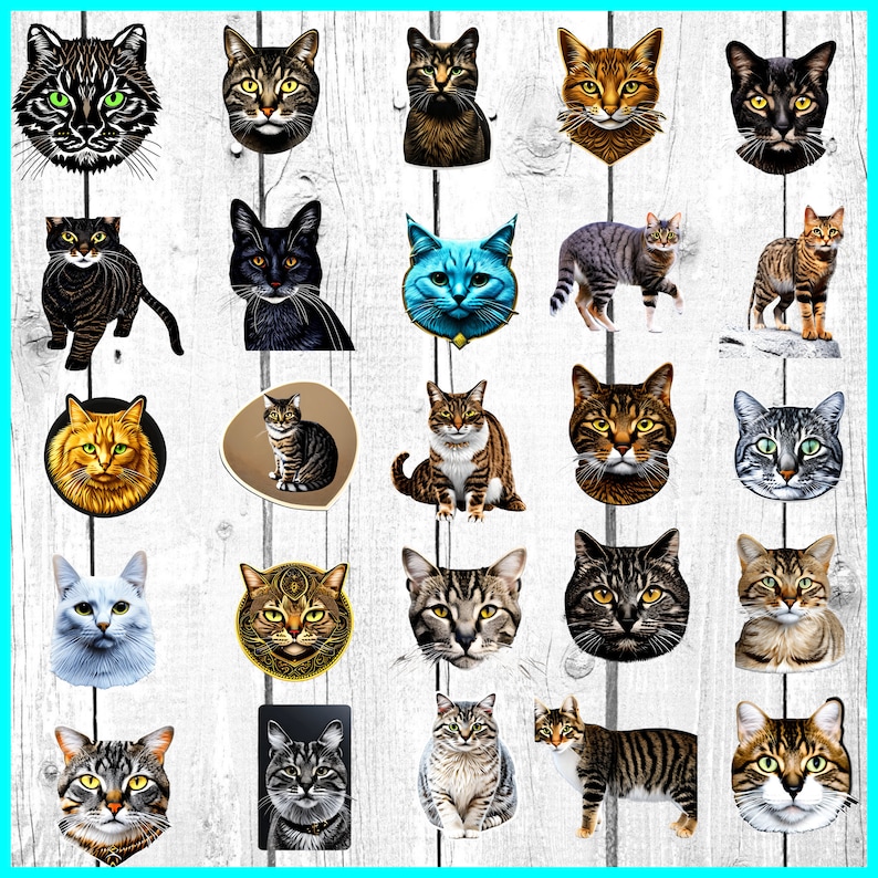 Cat Sticker Pack Cat Stickers Printable Stickers Bundle - Etsy