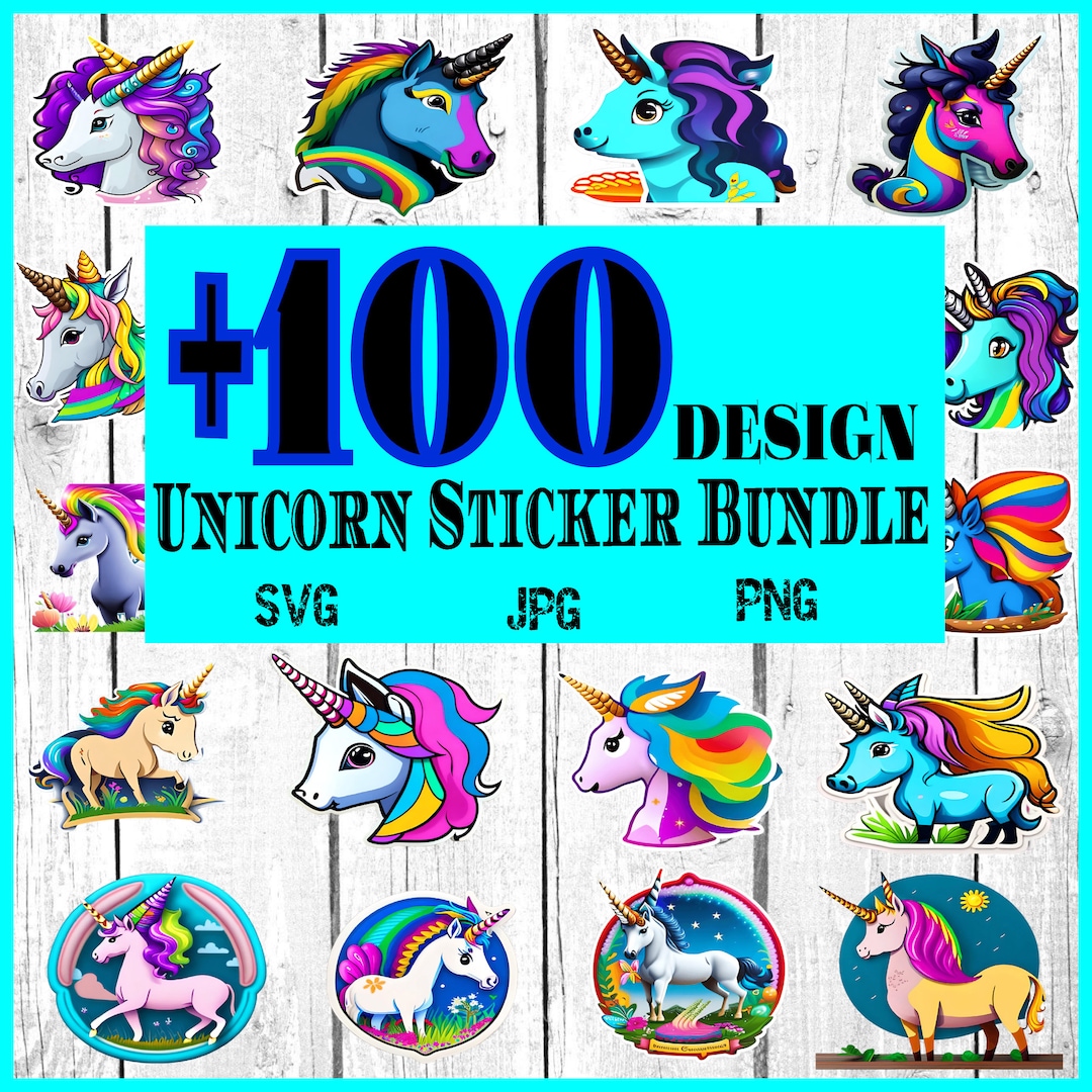 Cute Unicorn Digital Sticker Bundle Png Svg Jpg , Unicorn Printable ...