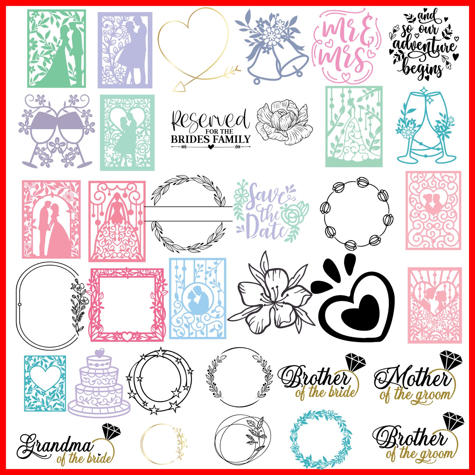 Wedding Bundle Svg Bride and Groom Svg Wedding Svg Files for - Etsy