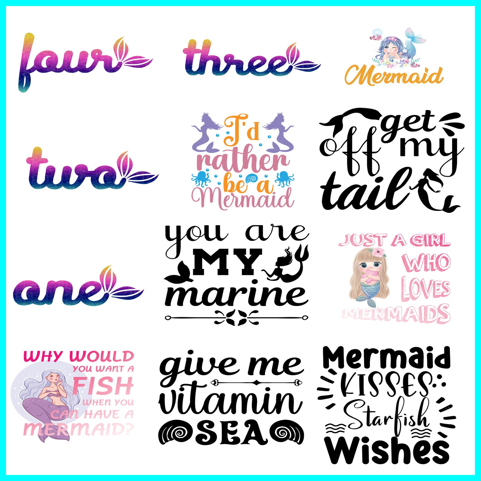 Mermaid SVG Bundle Mermaid Monogram Svg Cute Mermaid - Etsy
