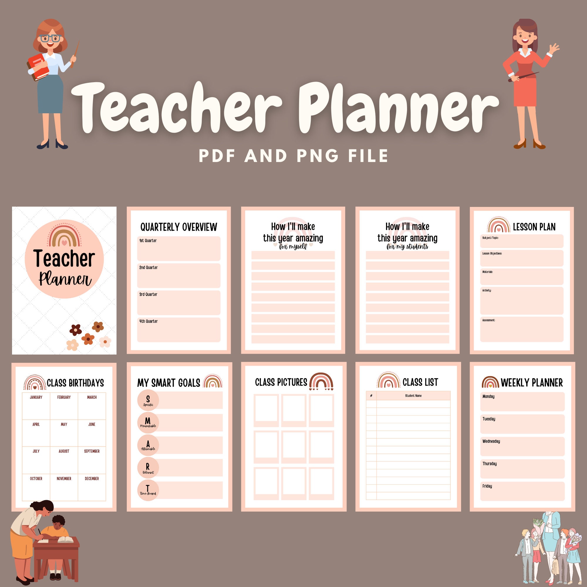 Teacher Planner 12 Monthly Printable Planner, Academic Planning for ...