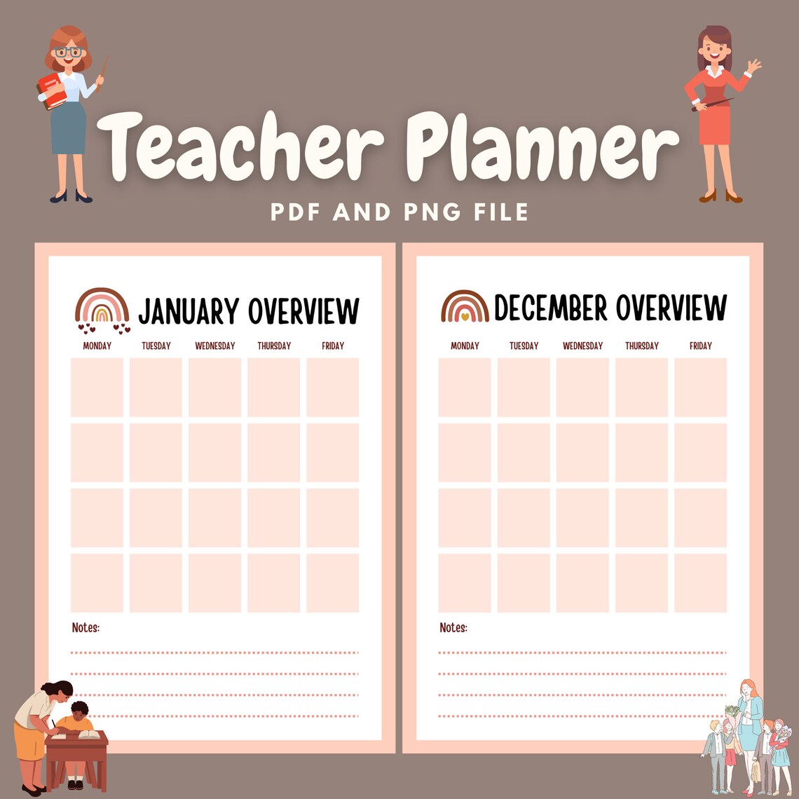 Teacher Planner 12 Monthly Printable Planner, Academic Planning for ...