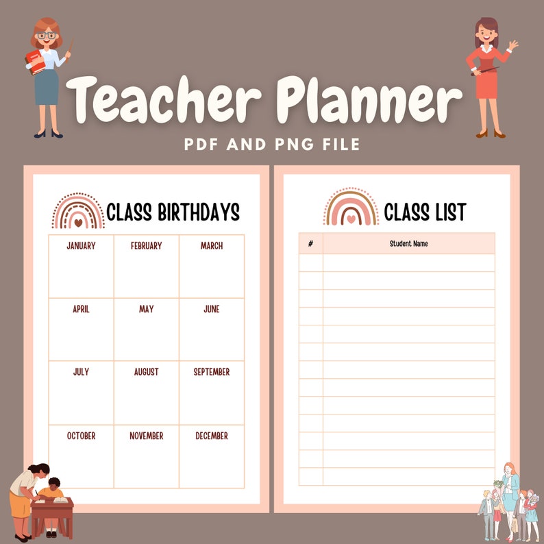 Teacher Planner 12 Monthly Printable Planner, Academic Planning for ...