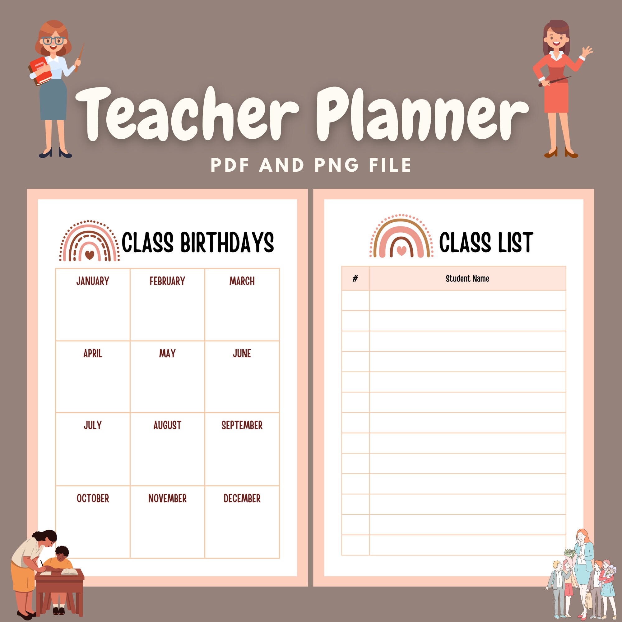 Teacher Planner 12 Monthly Printable Planner, Academic Planning for ...