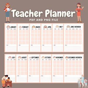 Teacher Planner 12 Monthly Printable Planner, Academic Planning for ...