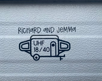Custom Name UHF 18/40 Vinyl Decal Sticker Car Caravan Living the Dream ...