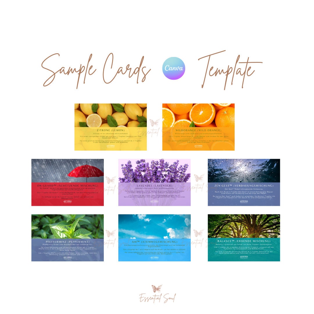CANVA Template Sample Cards Sample Cards Essential Oils - Etsy