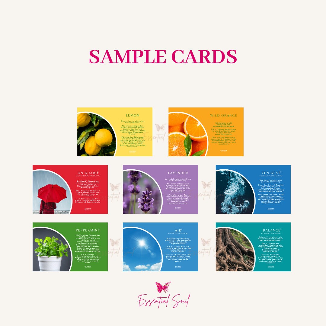 CANVA Template Sample Cards Sample Cards Essential Oils Essential Oils ...