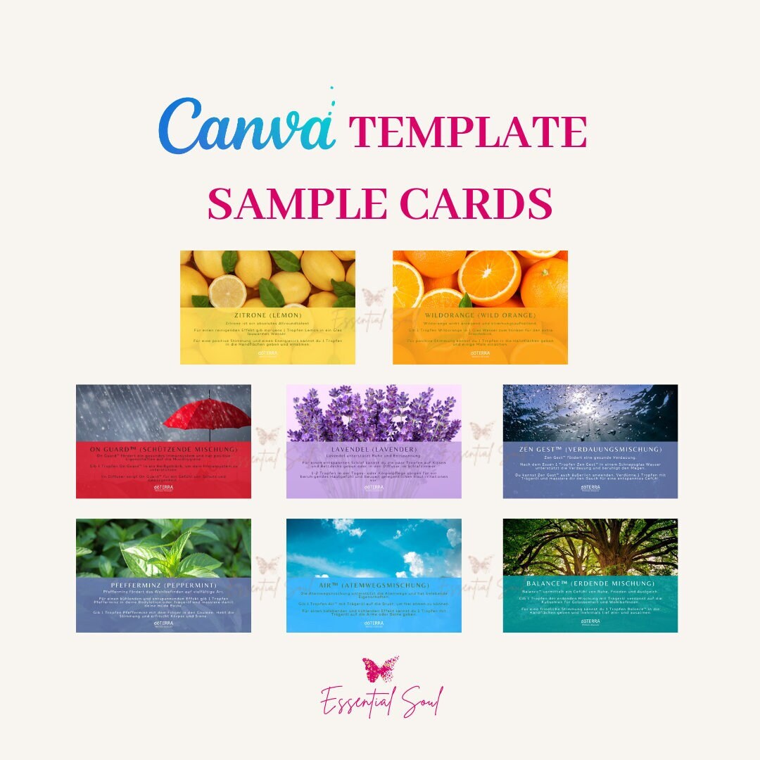 CANVA Template Sample Cards Sample Cards Essential Oils Templates ...