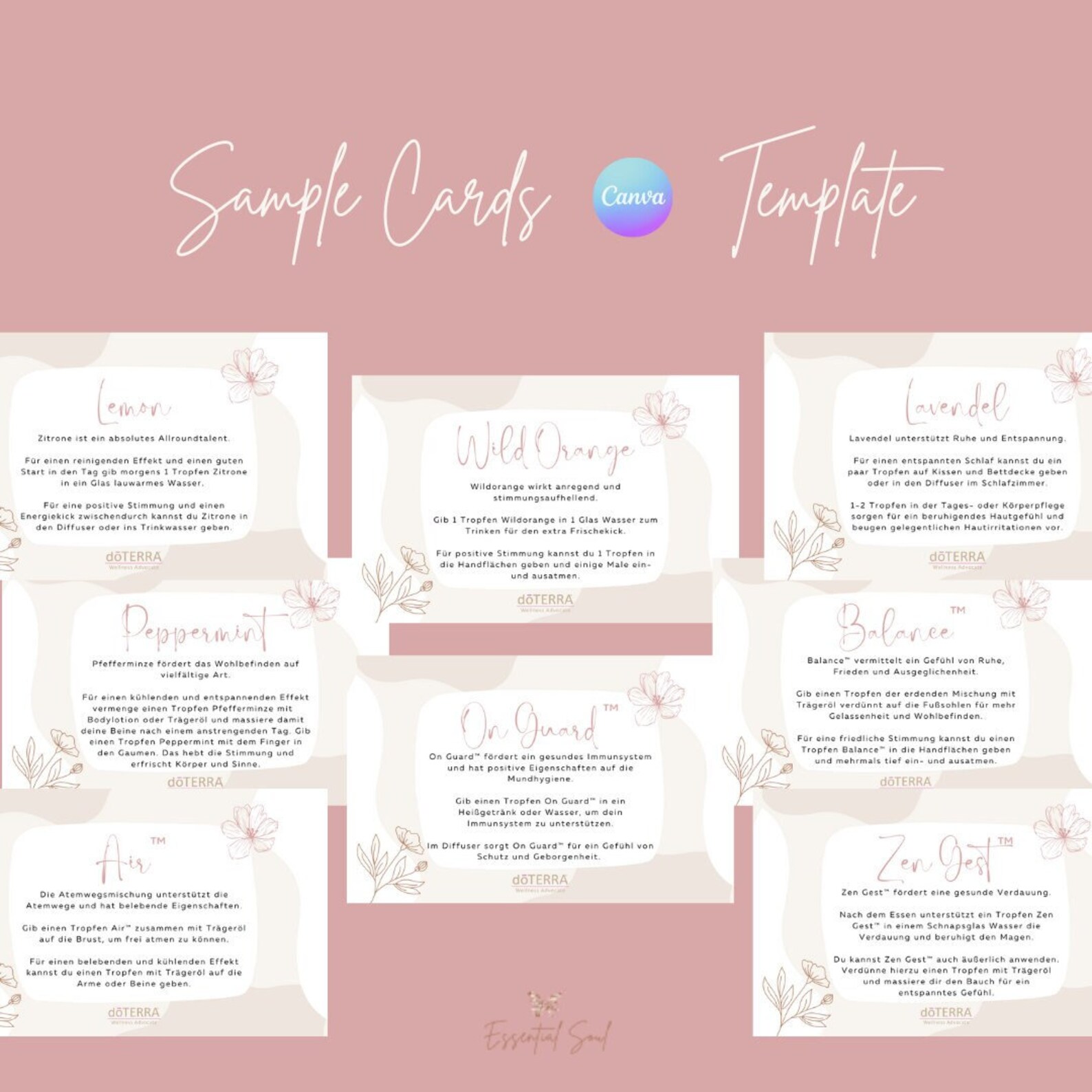 CANVA Template Sample Cards Sample Cards Essential Oils - Etsy