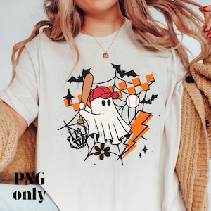 Cute Ghost Playing Baseball Png, Retro Halloween Png, Vintage Fall Png ...