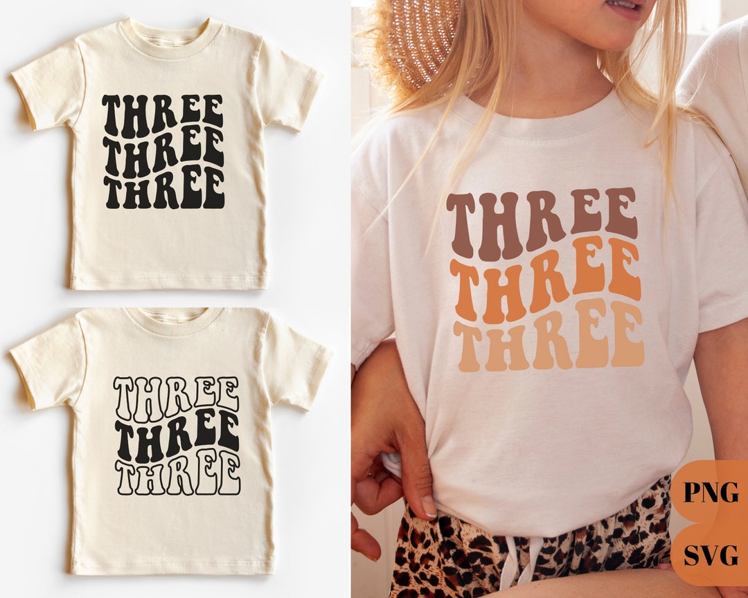 Three Svg, Groovy 3rd Birthday Svg, Third Birthday Png, Stacked Shirt ...