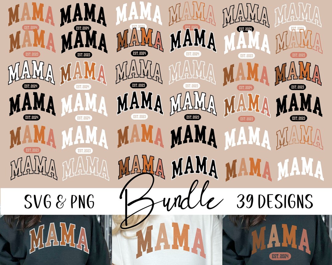 Mama Svg Mama Png Mama Arched Outline Varsity Letters T Shirt Design ...