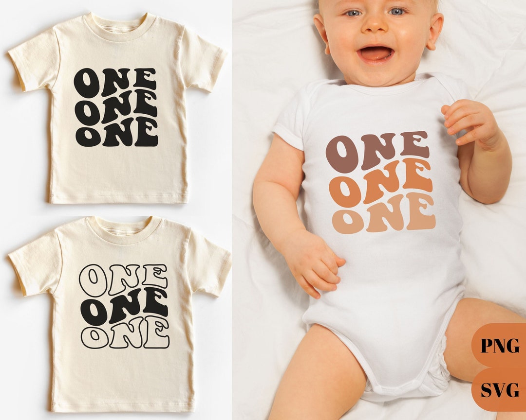 One Svg, Groovy First Birthday Svg, 1st Birthday Png, Stacked Wavy Texy ...