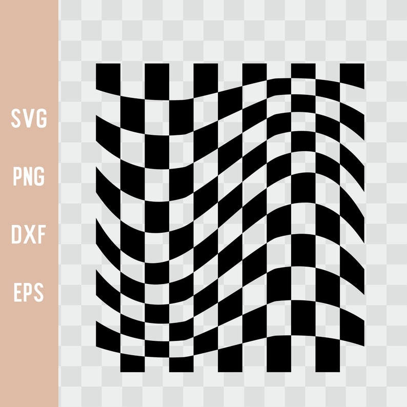 Wavy Checkered Pattern Svg Warp Checkered Png Groovy - Etsy