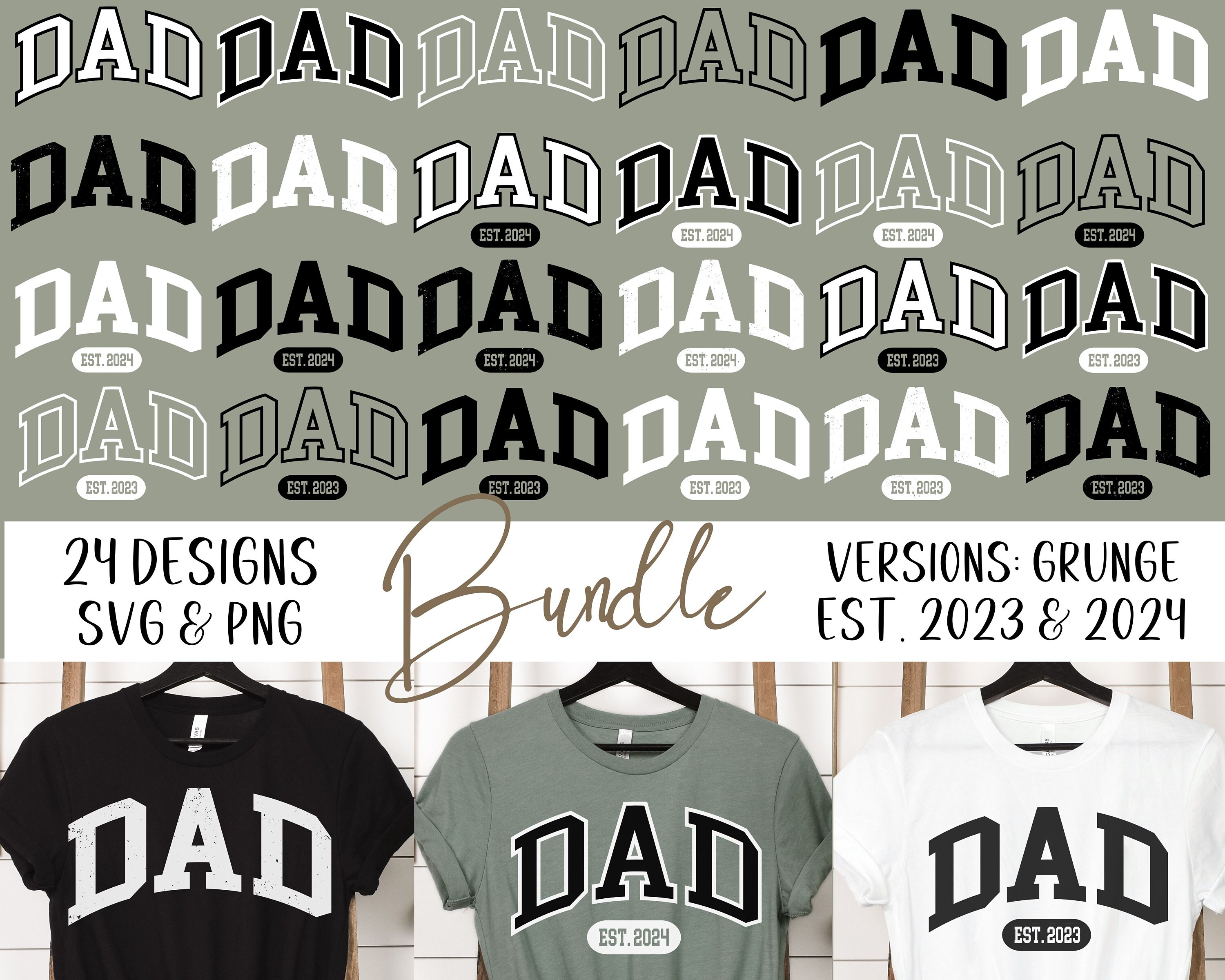 Dad Svg Bundle Dad Est 2023 Dad Est 2024 Grunge Distressed - Etsy