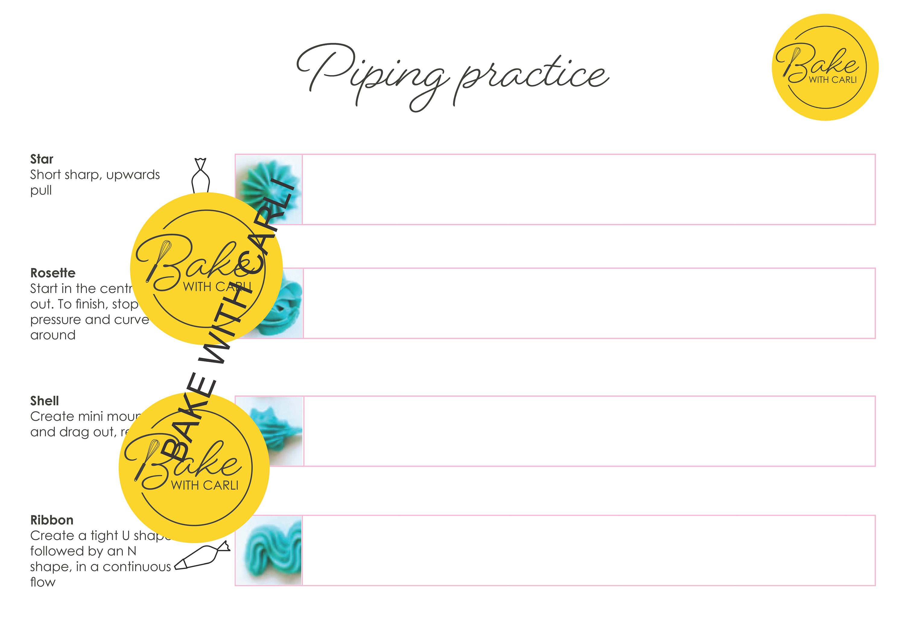 Piping Practice Sheet Cupcake Piping Digital Download - Etsy