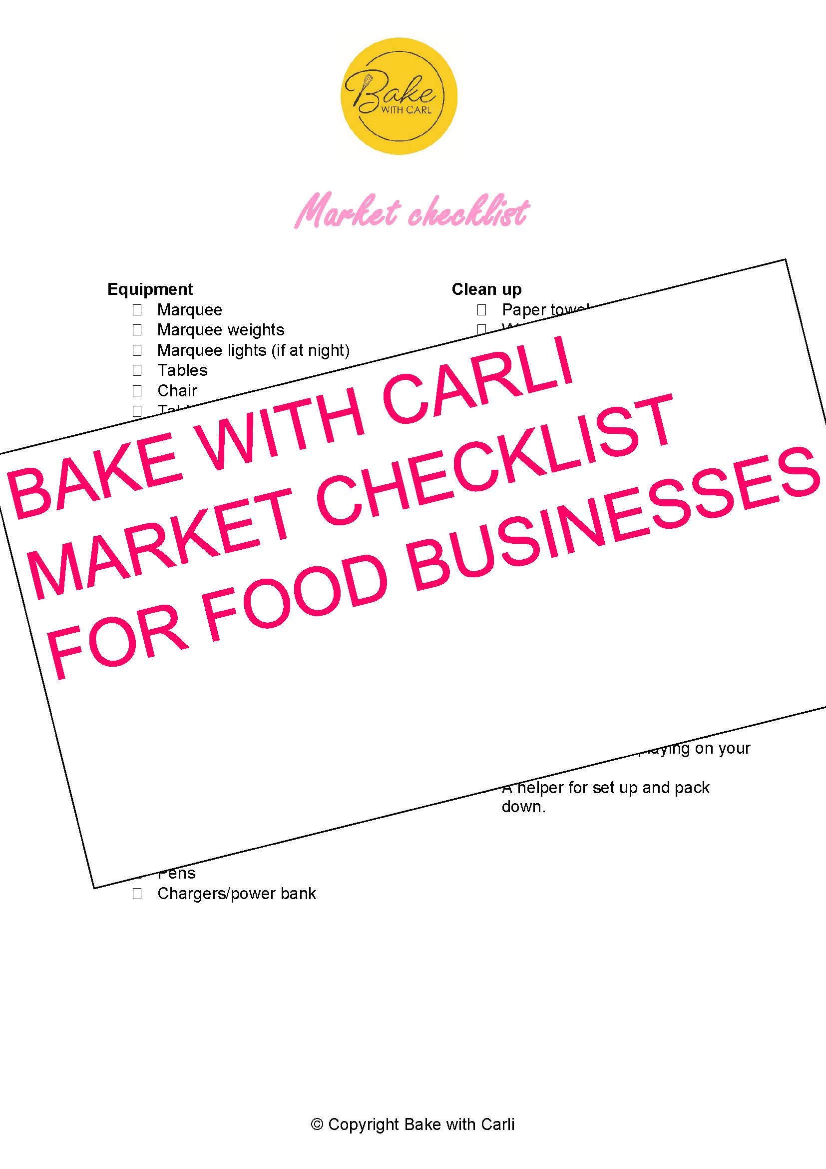 Food Business Market Stall Trading Checklist - Etsy