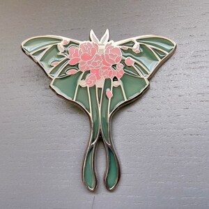 Mint Floral Luna Moth Pin - Etsy