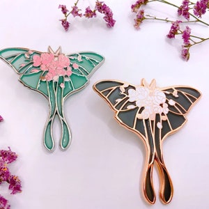 Mint Floral Luna Moth Pin - Etsy