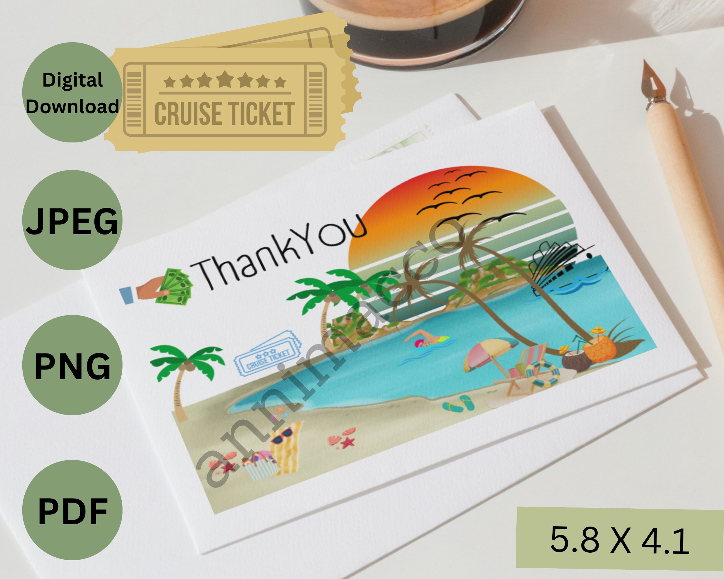 Cruise Crew Thankyou Card Pack Cruise Vacation Gift Card Thankyou Card ...