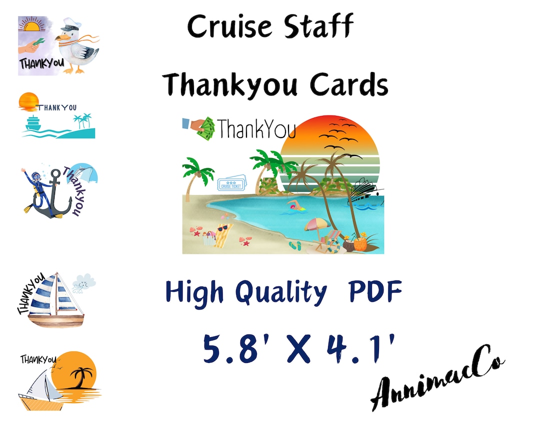 Cruise Crew Thankyou Card Pack Cruise Vacation Gift Card Thankyou Card ...