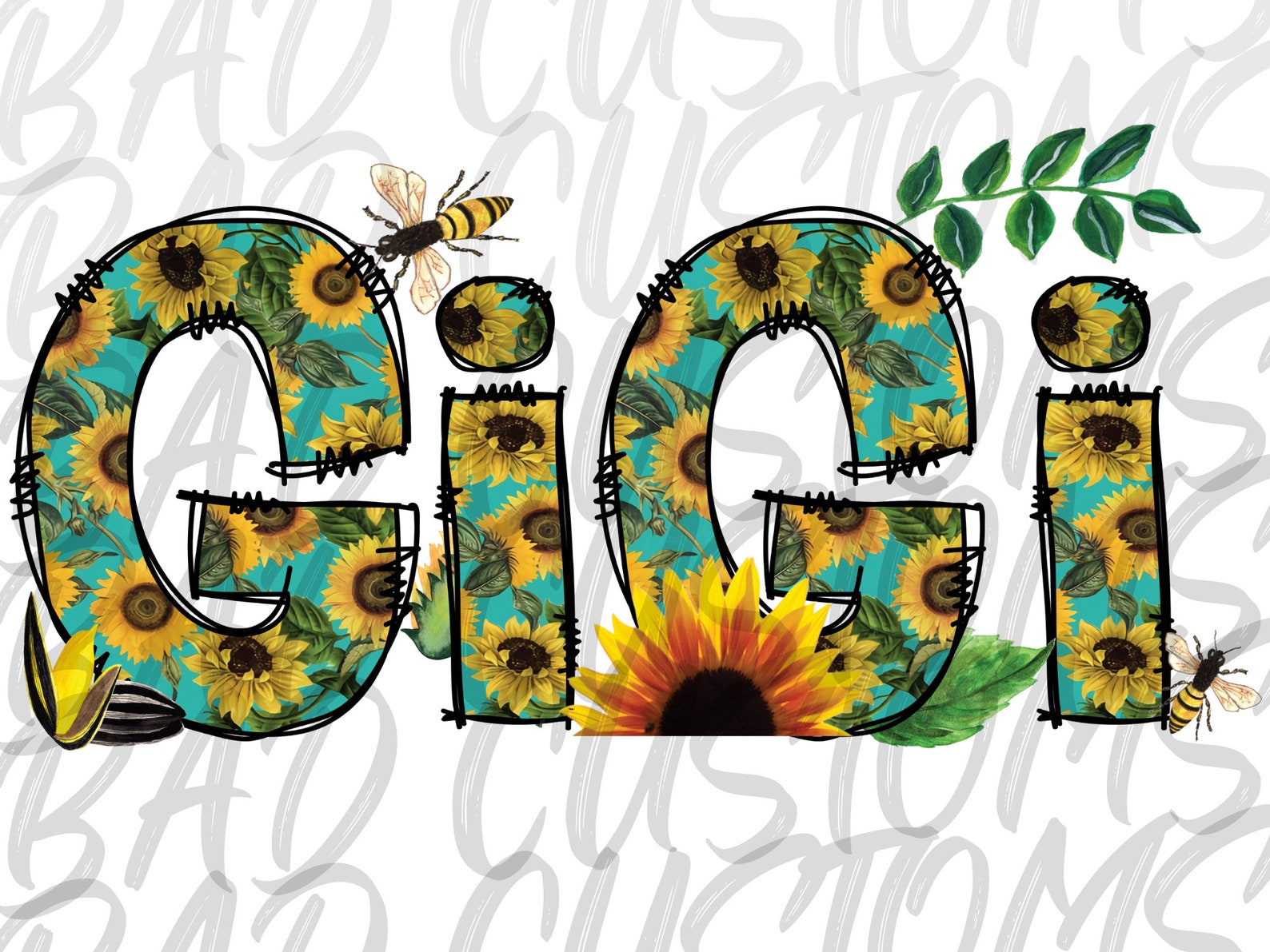 Gigi Sunflower PNG, Sublimation Designs, Sunflower Designs, Gigi PNG ...