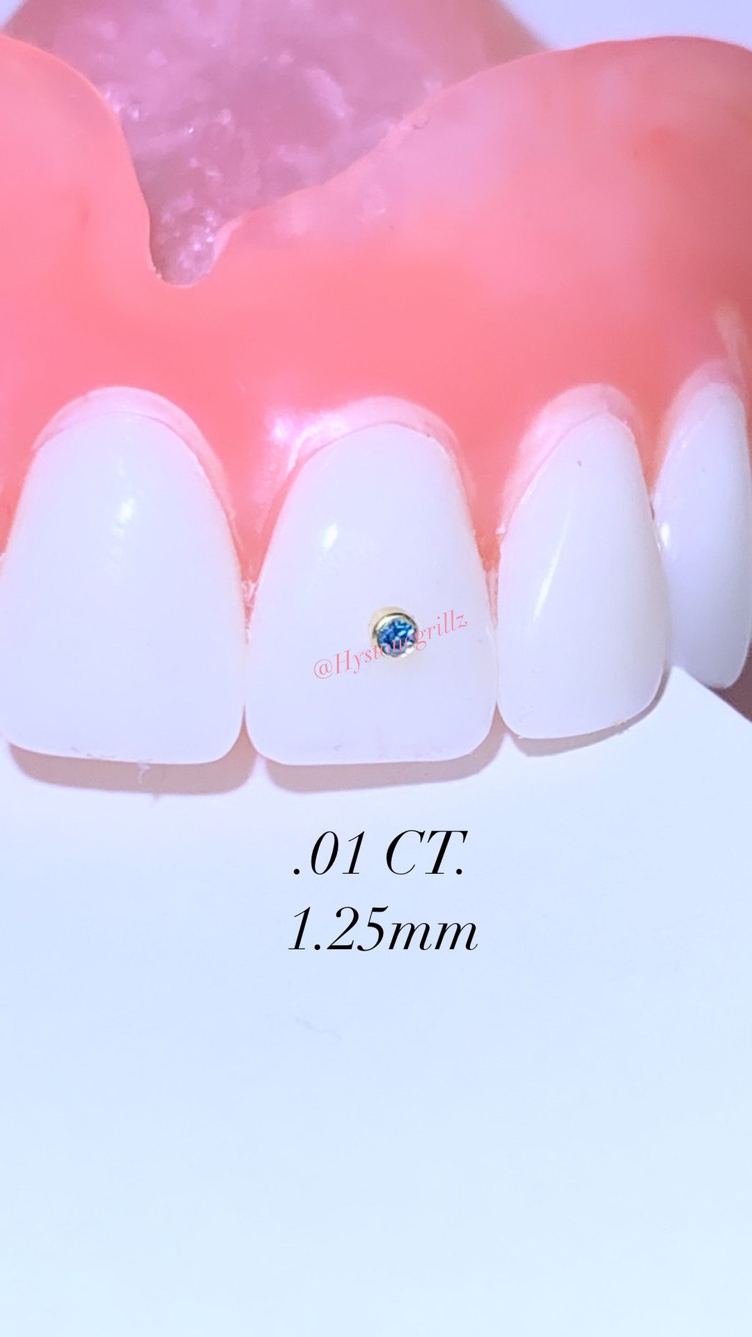 18k Aqua Blue Diamond Bezel Gold Tooth Gem SI1 Diamond Tooth Gem Tooth ...